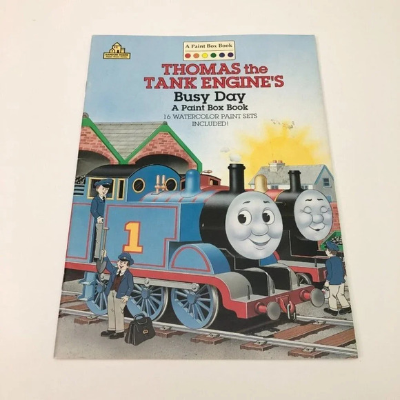 Other | 1993 Thomas The Tank Engine Busy Day Paint Box Book Activity ...